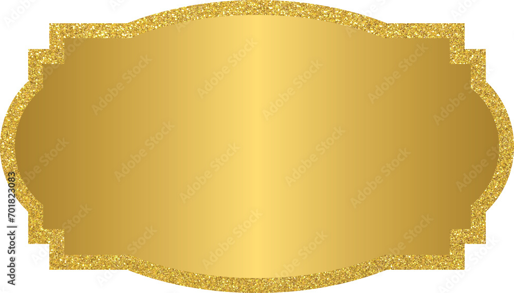 Golden banner text box frame, gold label frame with golden glitter ...