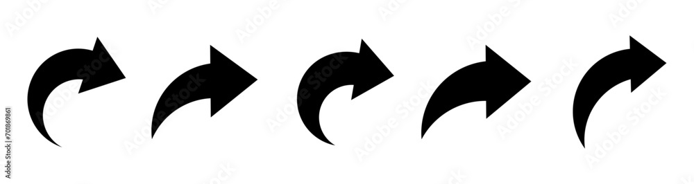 Curved arrow icons. curved arrows set. arrow symbol collection. vector ...