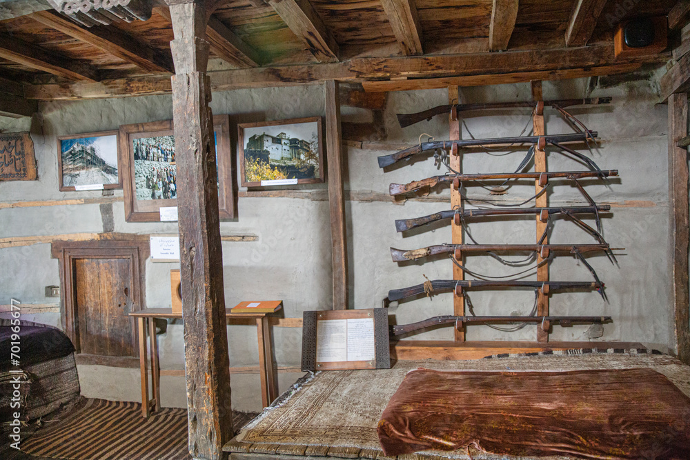 29 September, Karimabad, Pakistan. Room with guns in Fort Baltit, Hunza ...