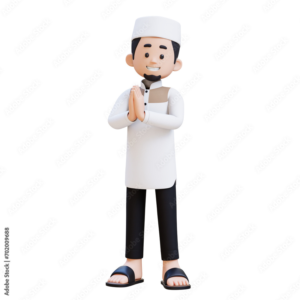 3D Characters of Muslim Man give salam and welcoming pose perfect for ...