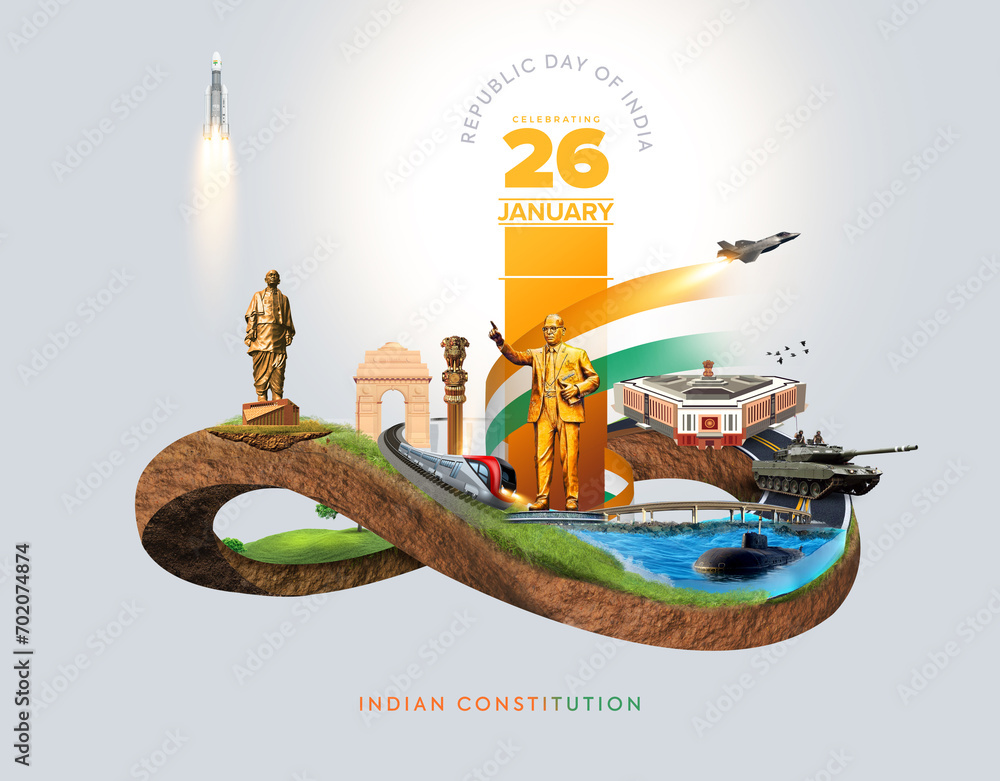 Happy Republic Day. Celebrating 26th January. Republic Day of India. A ...