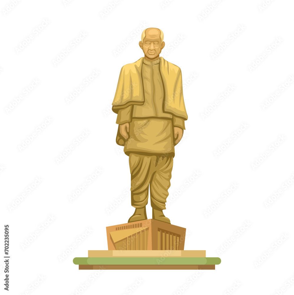 Statue Of Unity World Tallest Statue In India Illustration Vector Stock ...