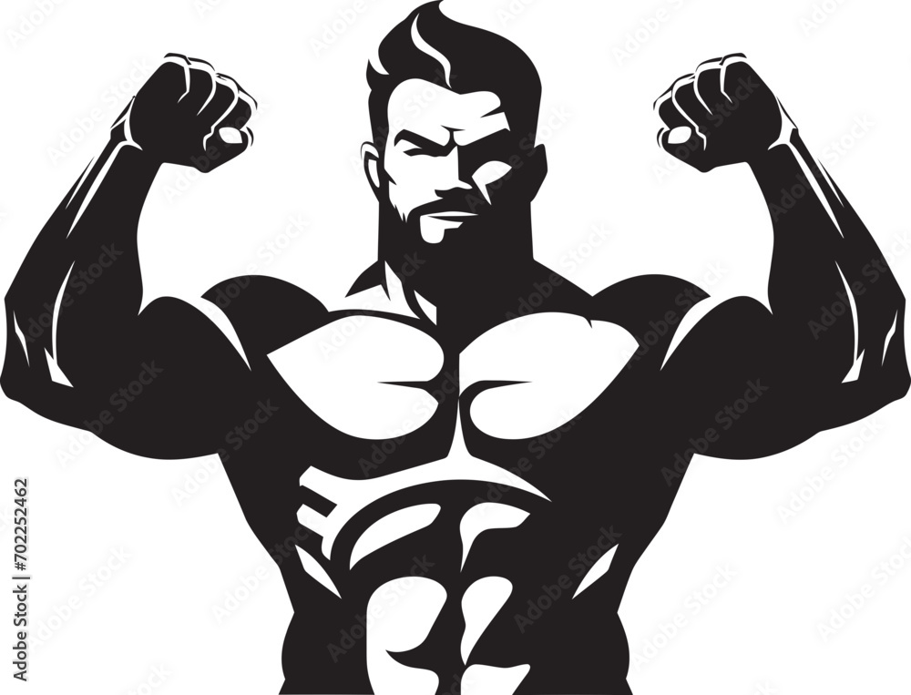 Flex Iconic Fusion Cartoon Caricature Black Bodybuilder Vector Logo ...