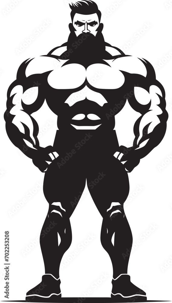 Powerful Muscle Charm Cartoon Caricature Black Bodybuilder Vector Logo ...