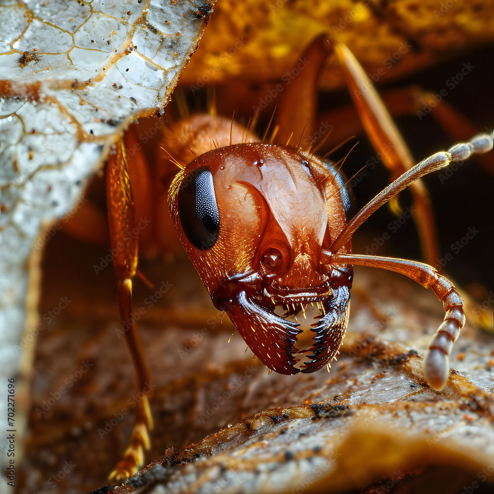 Red ants or Oecophylla smaragdina of the family Formicidae found their ...