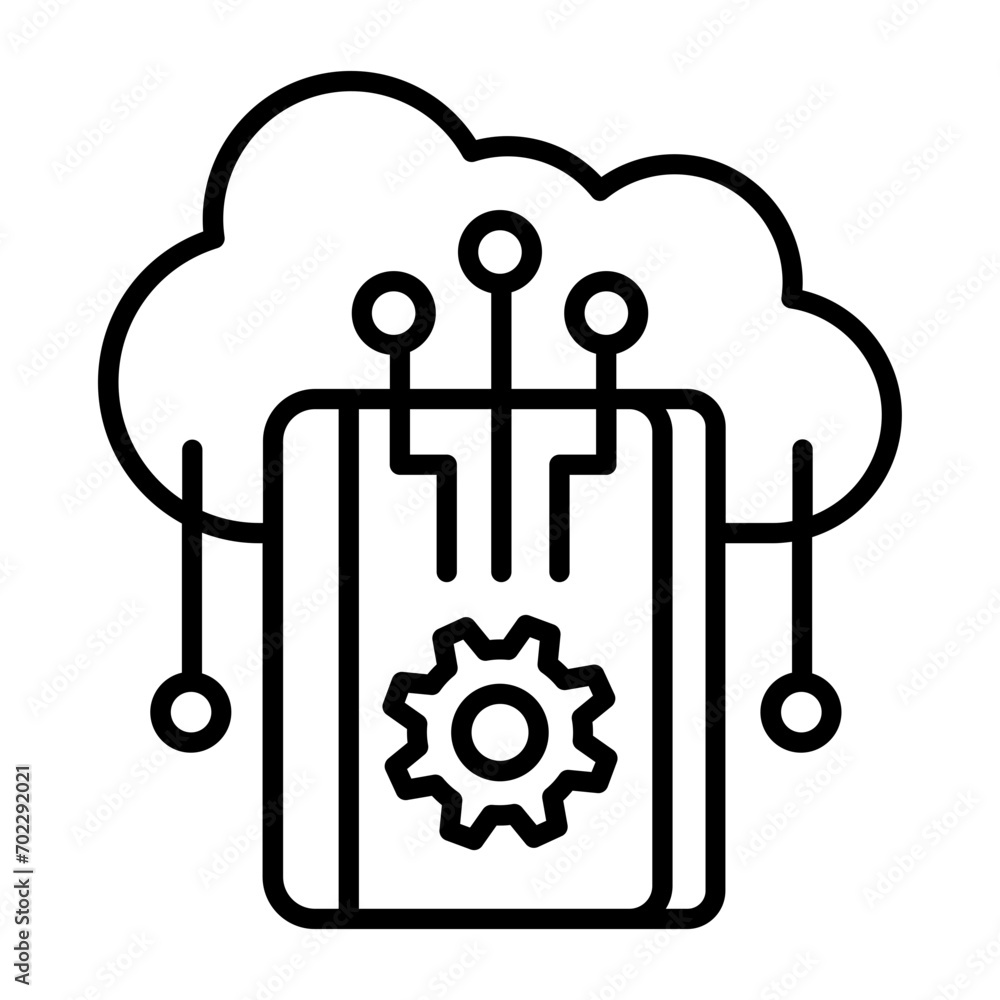 cloud server predictive capabilities concept, perform tasks autonomously vector line icon design ...
