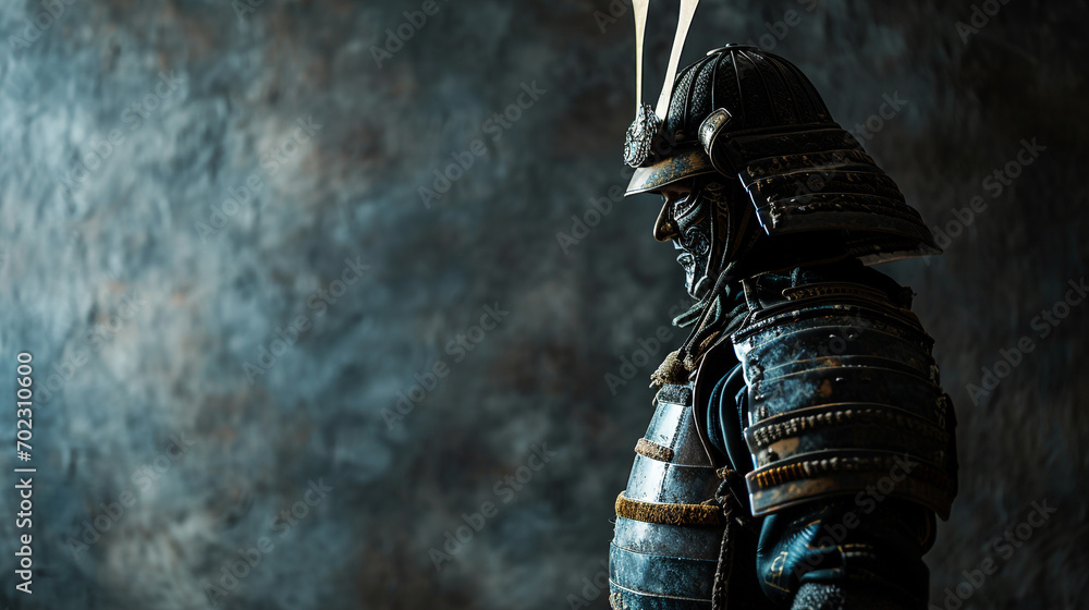 Minimalistic Japanese samurai costume background concept with empty ...