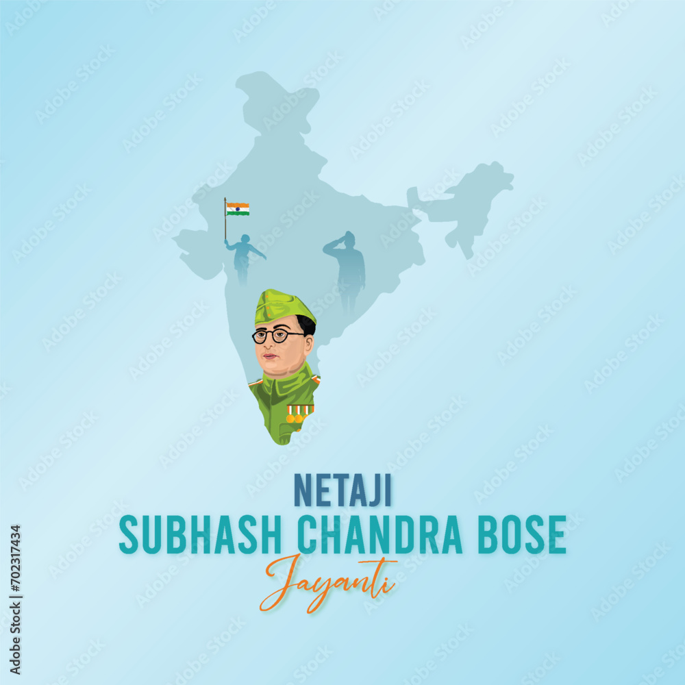 Subhas, Chandra, Bose, poster, 23rd January Vector post, story, banner ...