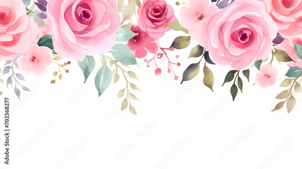 Floral frame with watercolor flowers, decorative flower background ...