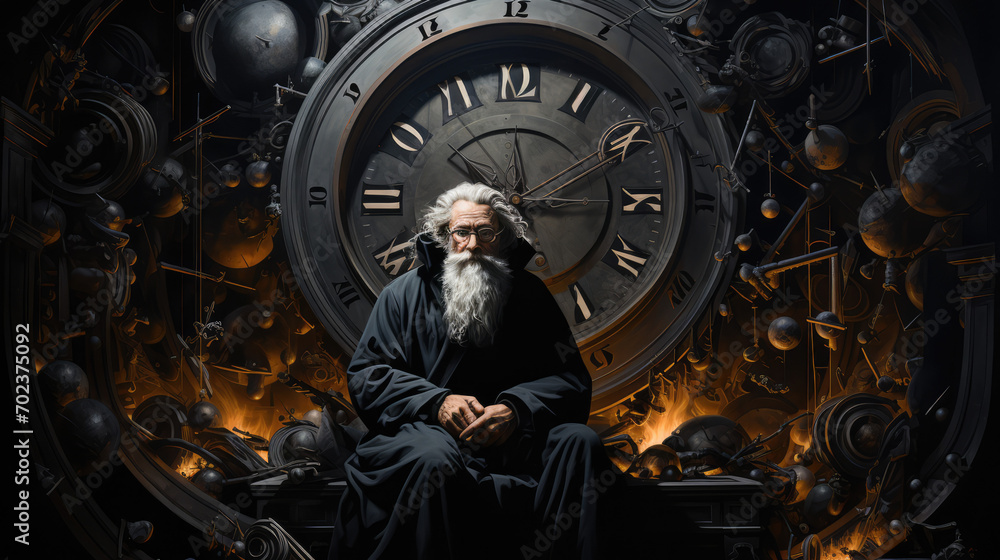 medieval wizard with clock Stock Photo | Adobe Stock