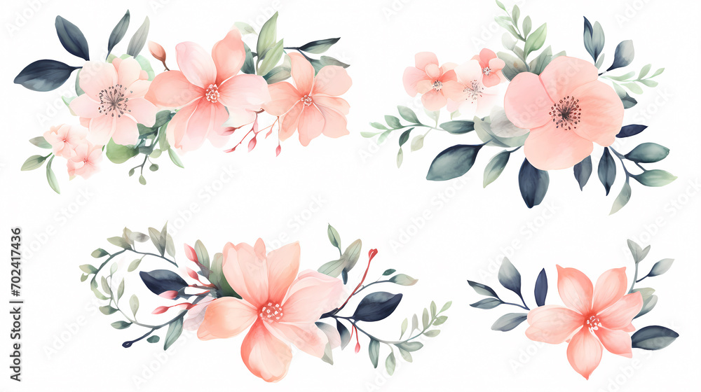 Floral frame with watercolor flowers, decorative flower background ...