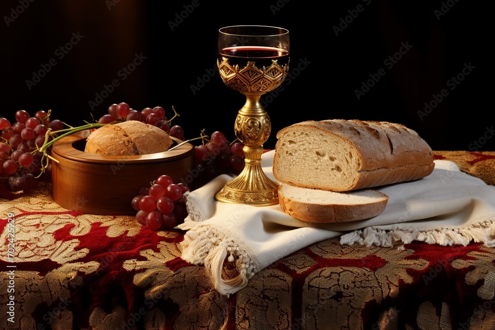 Evoking solemnity and tradition, a traditional Communion setup features ...
