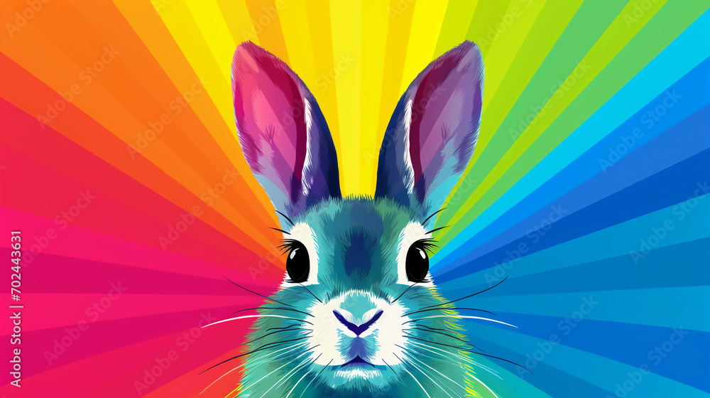 Easter Bunny Rabbit Outline Rainbow Background Wallpaper 4k Stock ...