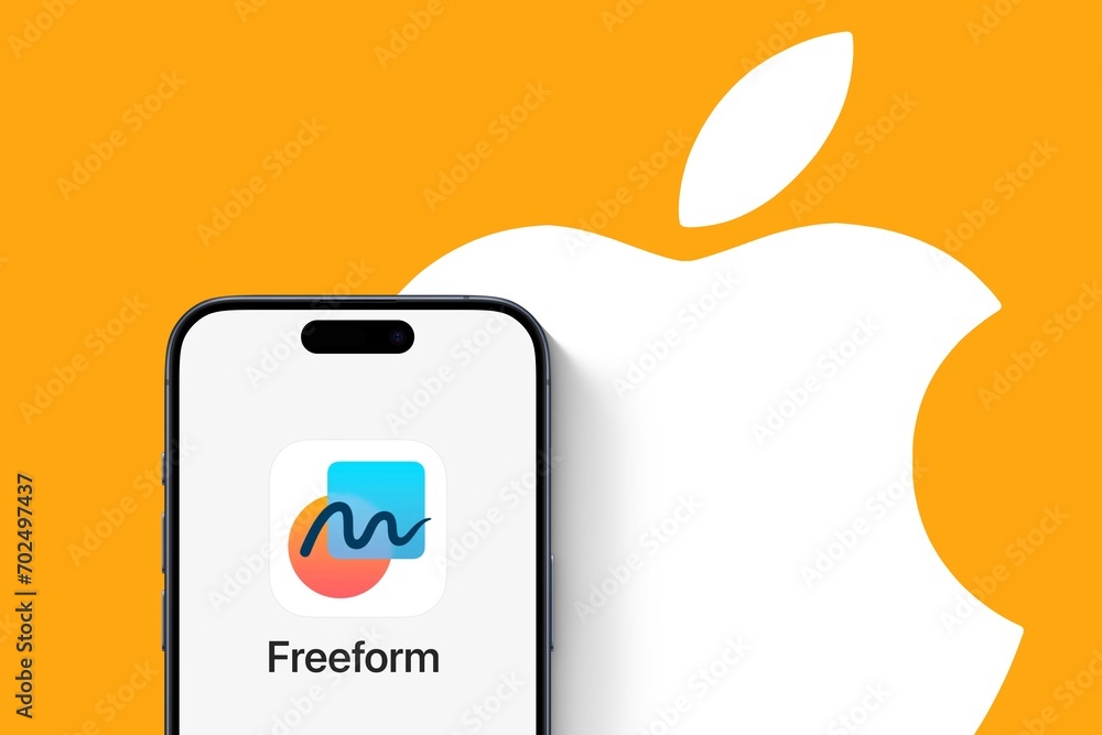 Freeform App logo shown on an iPhone 15 Pro, a powerful new app ...