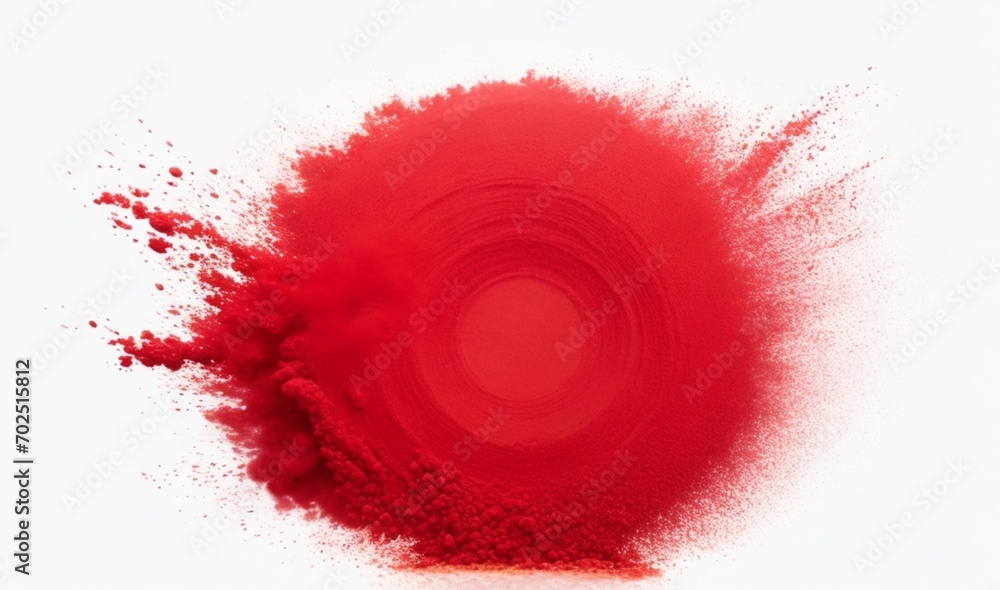 Explosion of red powder color in circle shape on white background from ...