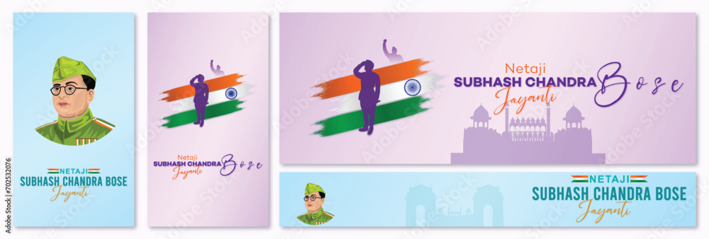 Subhas, Chandra, Bose, poster, 23rd January Vector post, story, banner ...