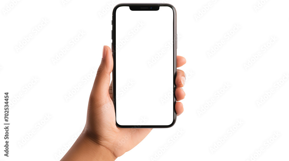 hand holding smart phone isolated on transparent background Remove png ...