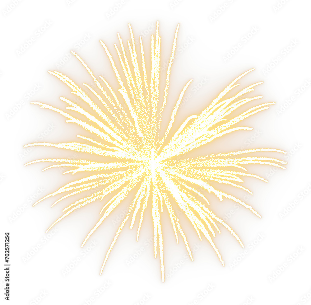 Glittering explosion gold fireworks festive isolate on transparent ...