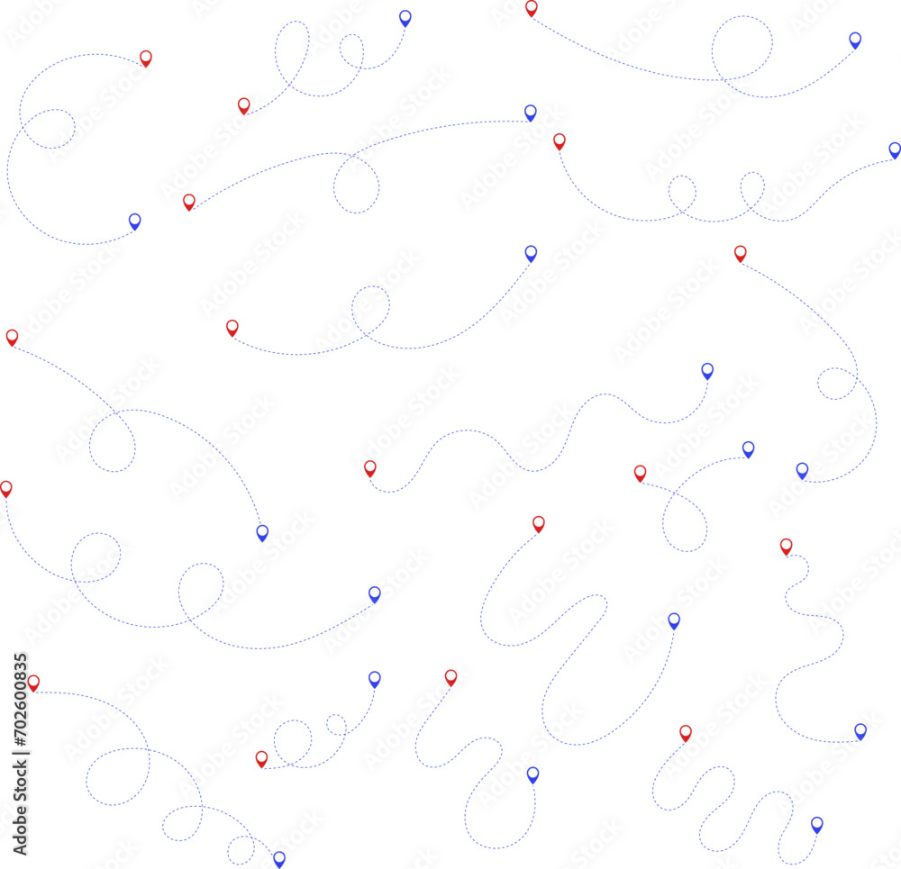 Route icon - two points with dotted path and location pin. Route ...