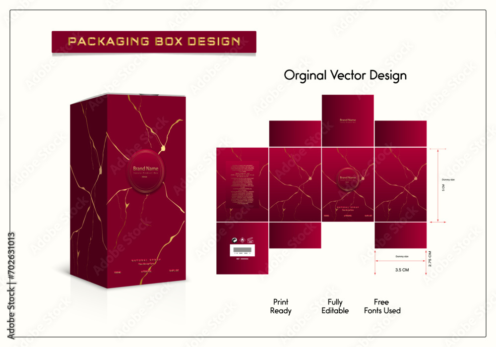 Luxury Packaging box design with Box dies line, 3d Box Mockup, icon ...