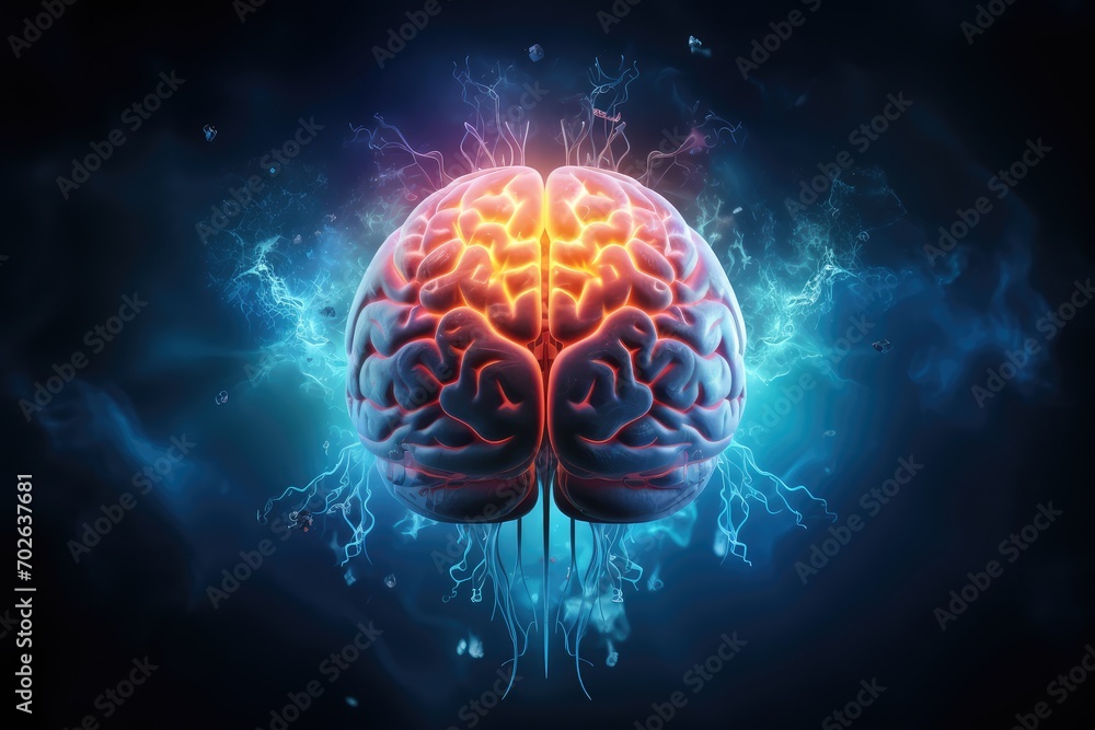 Brain Neural circuits signals via neurotransmission. Receptors dopamine ...