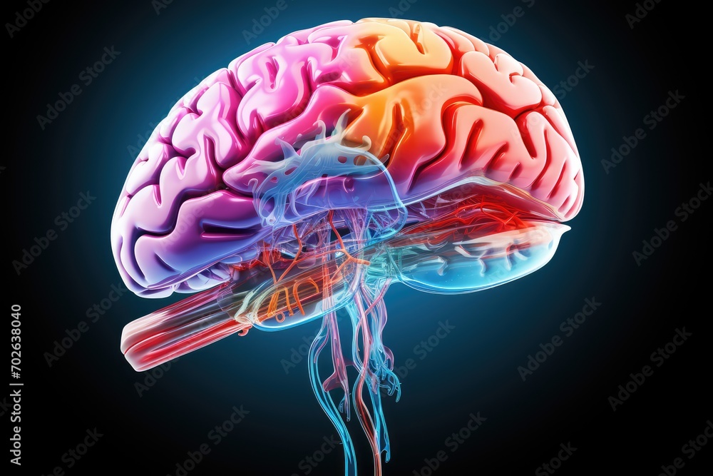 Brain Neural circuits signals via neurotransmission. Receptors dopamine ...