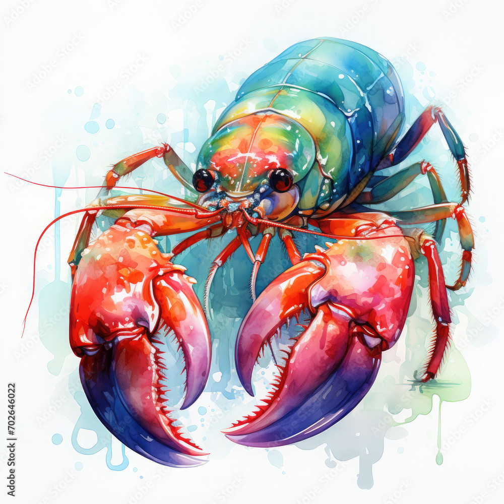 Watercolor Colorful Mantis Shrimp Illustration, Generative Ai Stock ...