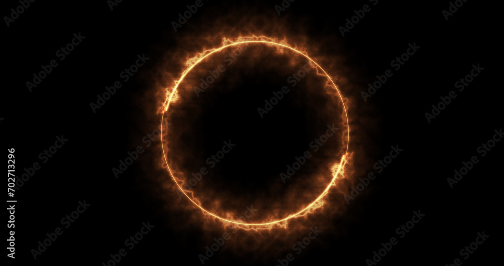 Fiery ray generated in a circle frame sparks and flares background ...