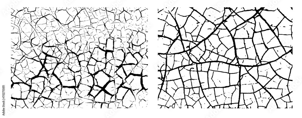 Crack texture set. Vector wall background. Grunge wall paint effect ...