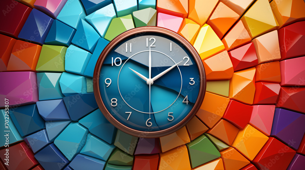 realistic rainbow clock Stock Illustration | Adobe Stock