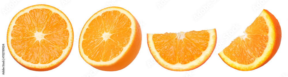 half orange fruit and slices isolated, Orange fruit macro studio photo ...