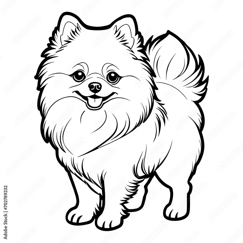 Pomeranian dog coloring page for kids Stock Vector | Adobe Stock