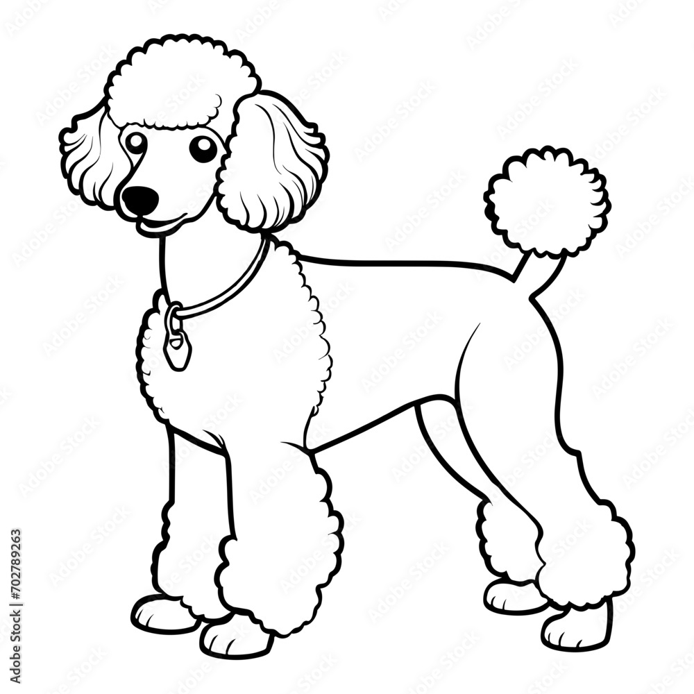 Poodle dog coloring page for kids Stock Vector | Adobe Stock