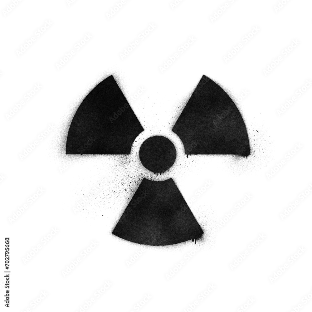 Graffiti-style radioactive symbol stencil with spray paint effect ...