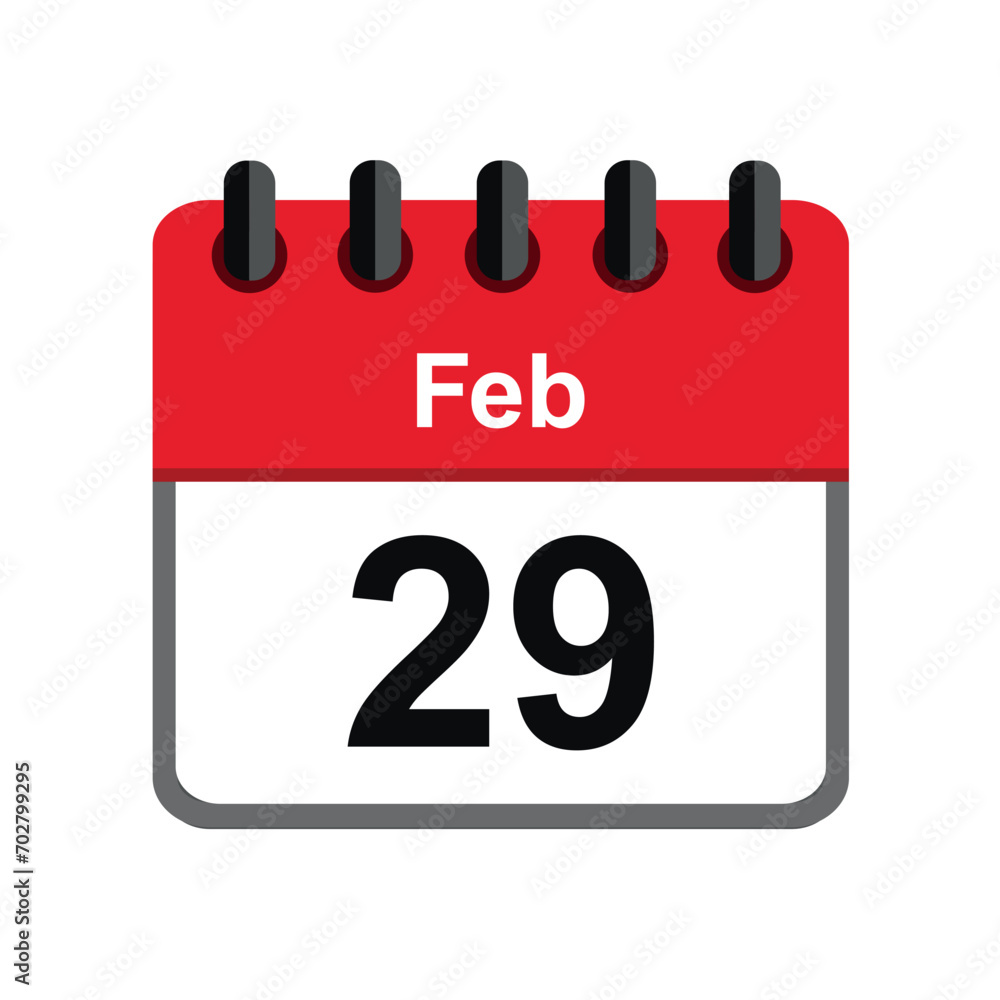 29 february in the leap year calendar vector illustration Stock Vector ...