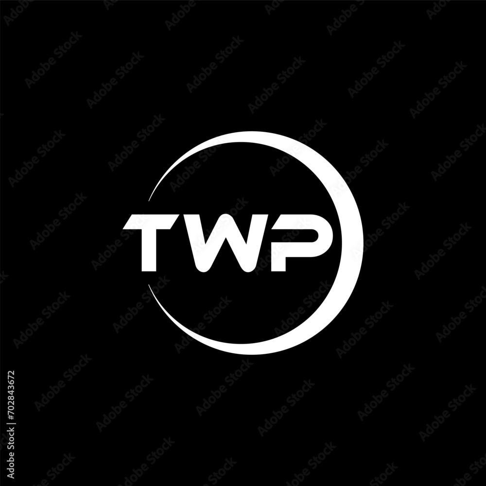 TWP letter logo design with black background in illustrator, cube logo ...