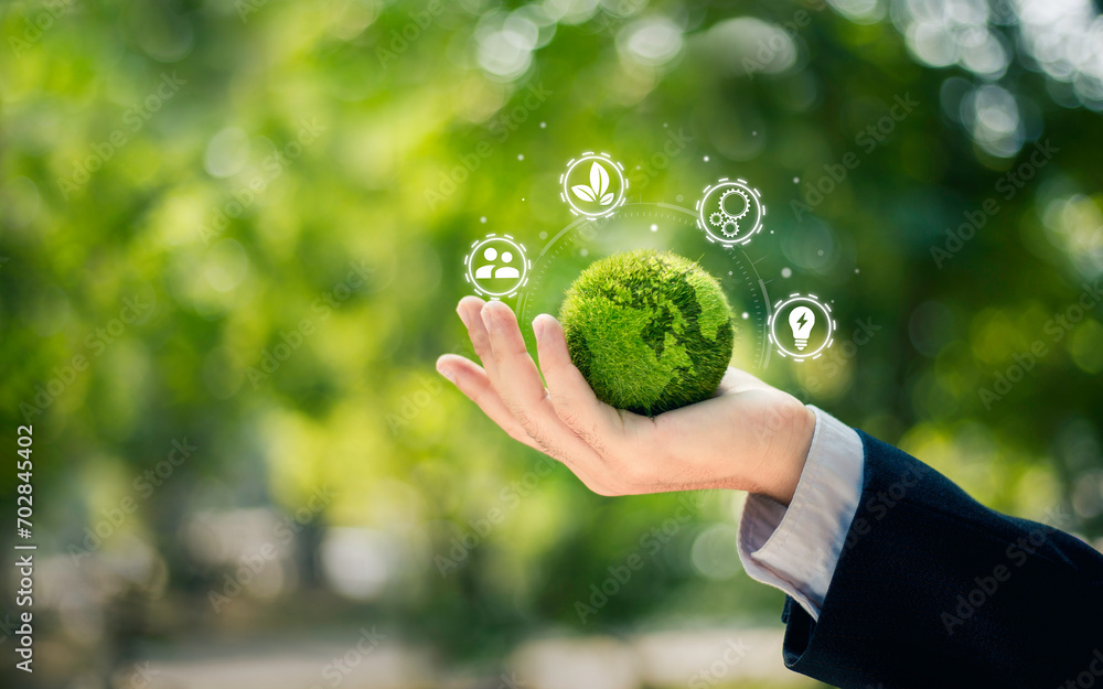 globe Contains icons related to business, environment circular economy ...