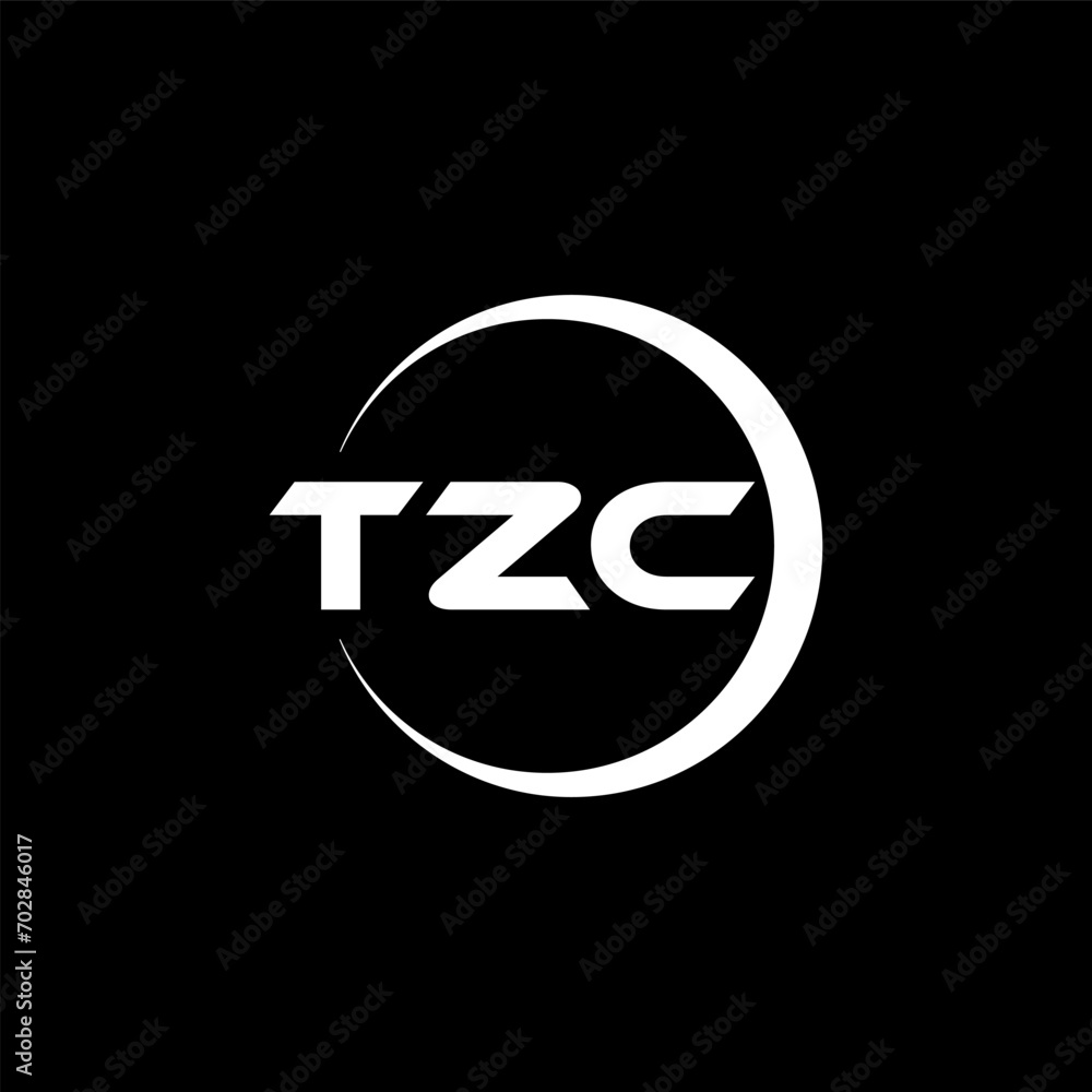 Vector de Stock TZC letter logo design with black background in ...