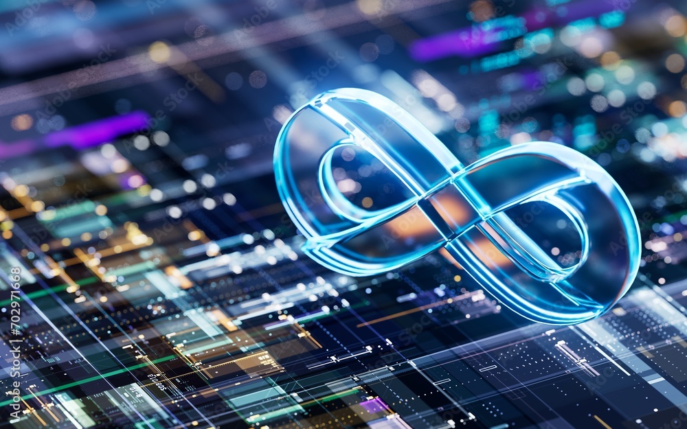 Devops software development operations infinity symbol. Web development concept in isometric ...