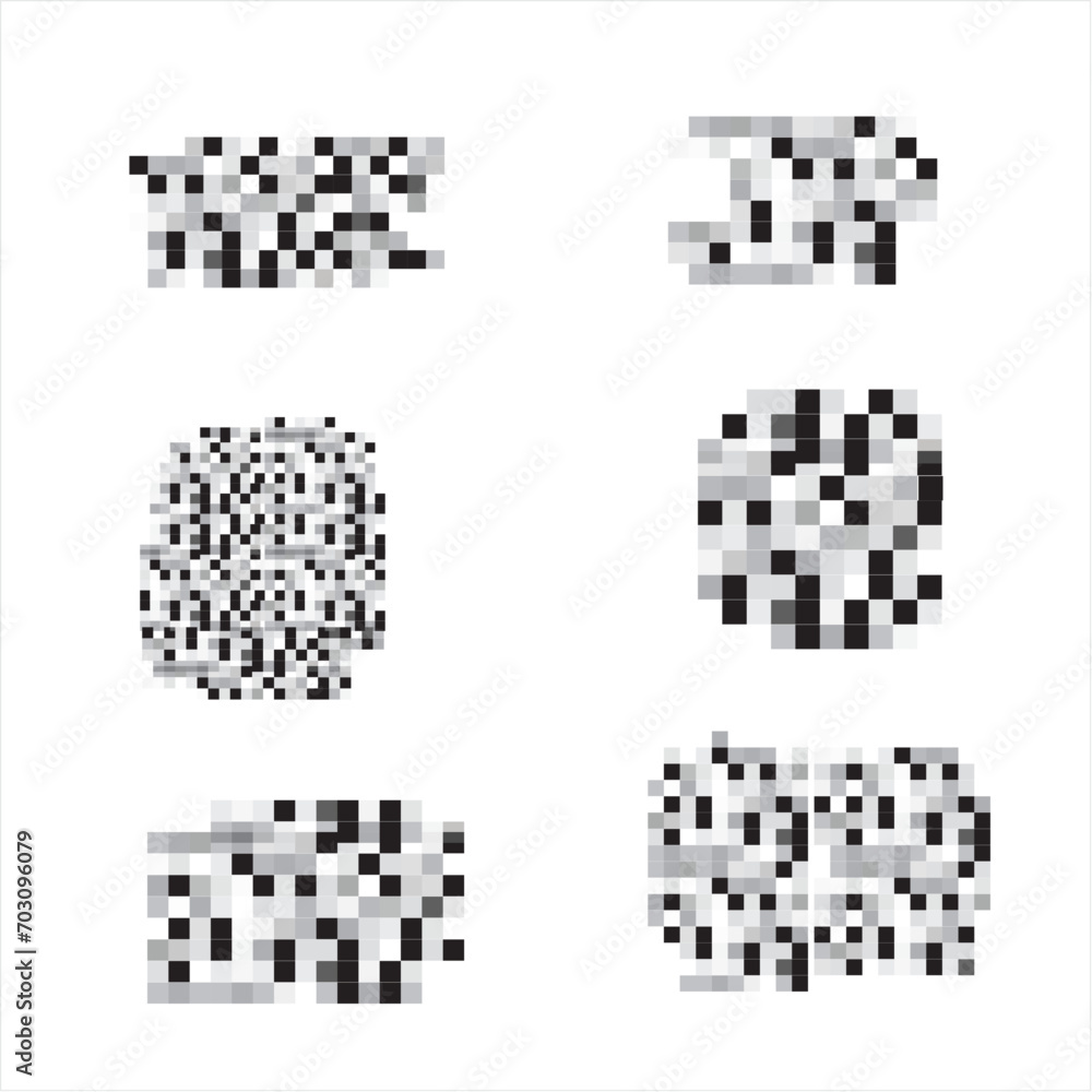 Censorship elements of various types, censored bar and pixel censor ...