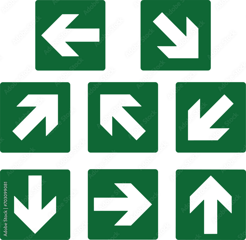 Emergency indicator Arrow vector | Emergency exit downstairs | Green ...