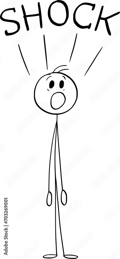 Shocked Person Showing Facial Expression, Vector Cartoon Stick Figure ...