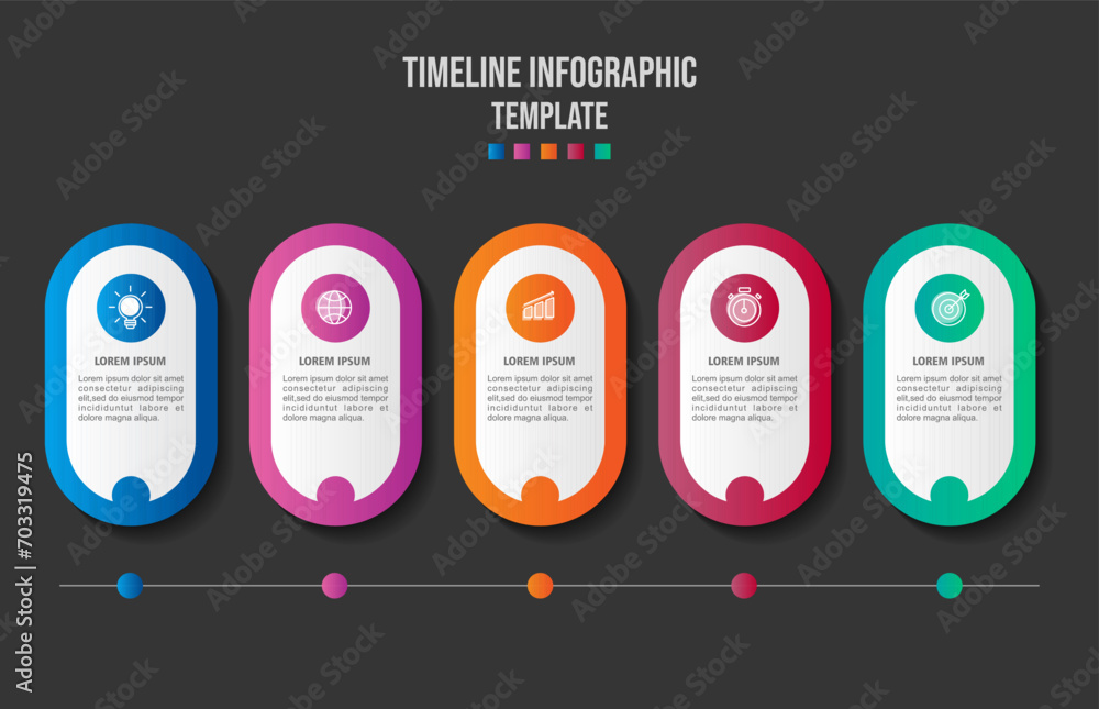 Infographic template for business. 5 steps Mind map diagram, presentation vector infographic ...