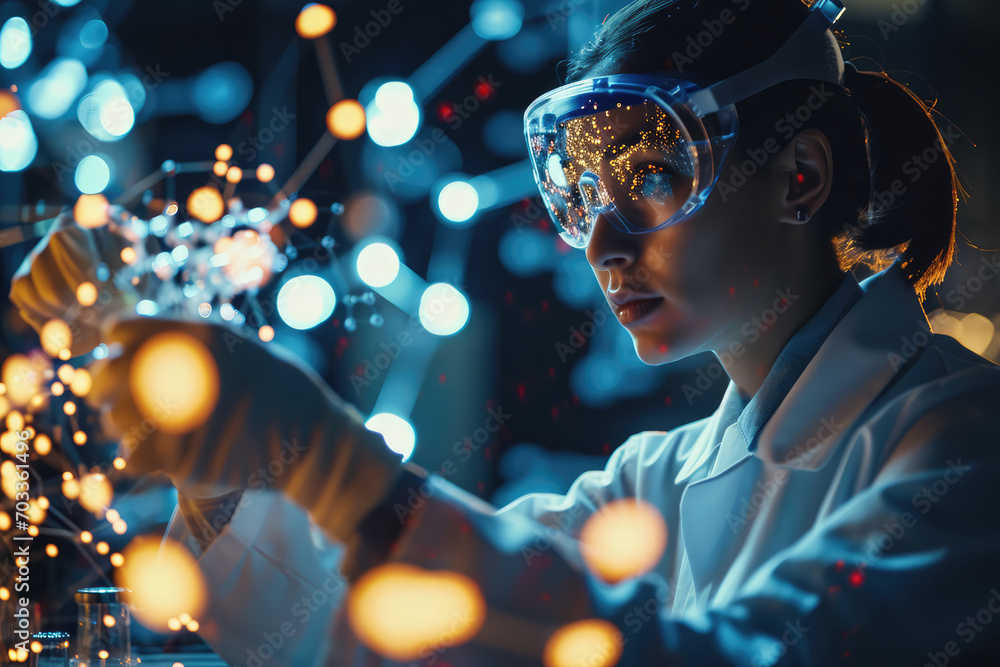 Scientist Studying Molecular Structures With Ar, Exploring Complex ...