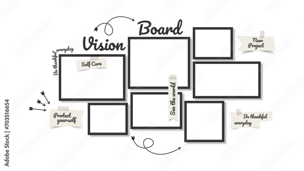 Vector photo collage template moodboard pictures grids vector ...