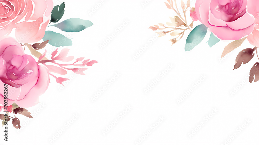 Floral frame with watercolor flowers, decorative flower background ...