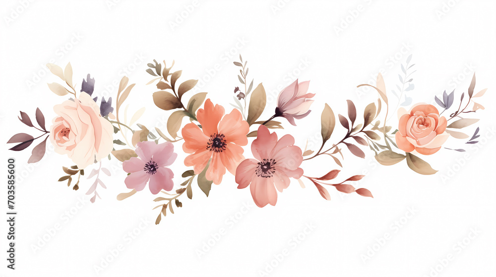 Floral frame with watercolor flowers, decorative flower background ...
