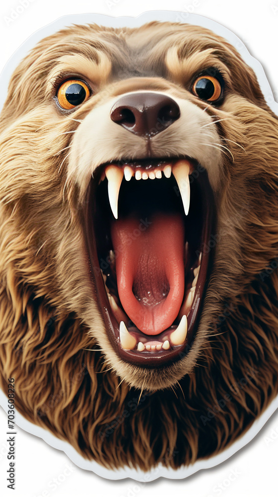 Angry Grizzly Bear Roaring Isolated Cutout Stock Illustration | Adobe Stock