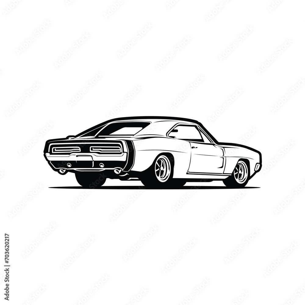American Muscle Car Vector Illustration. Monochrome Vector. Best for ...