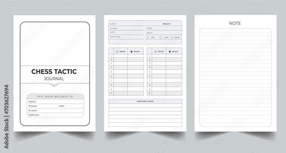 Editable Chess Tactic Journal Planner Kdp Interior printable template ...